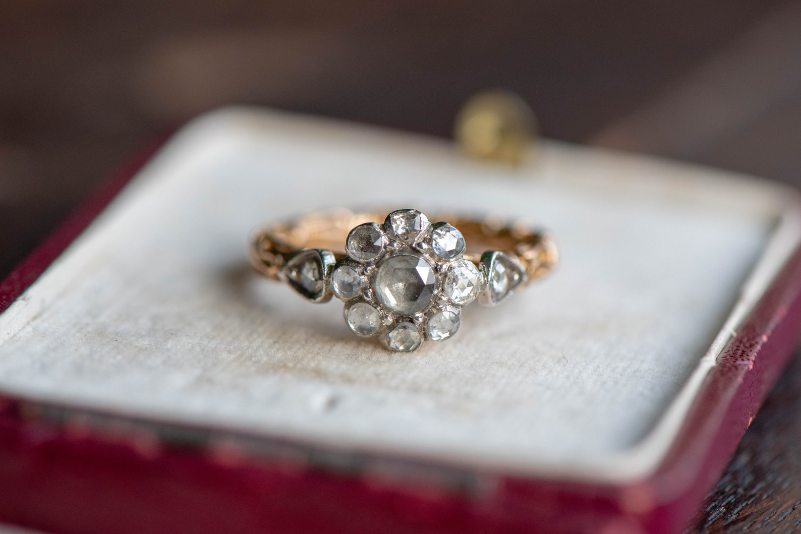 Vintage Antique Rose Cut Diamond Engagement Ring Estate | Etsy