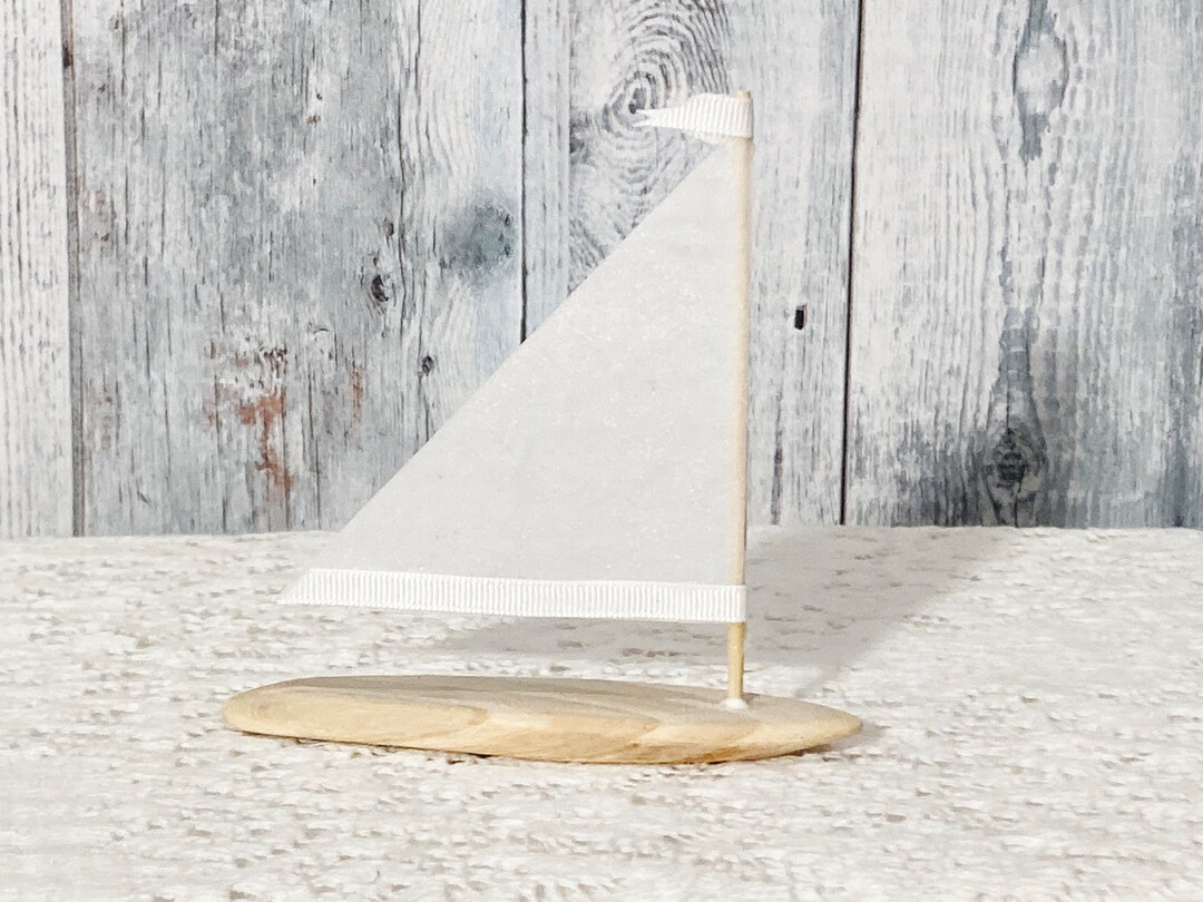 Pitite Driftwood Sailboat Linen Sails 3 to 5 Inches Seaside Nautical ...