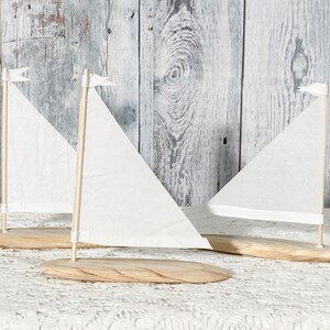 6 to 8 Inch Driftwood Sailboat Linen Sails Seaside Nautical Decor ...