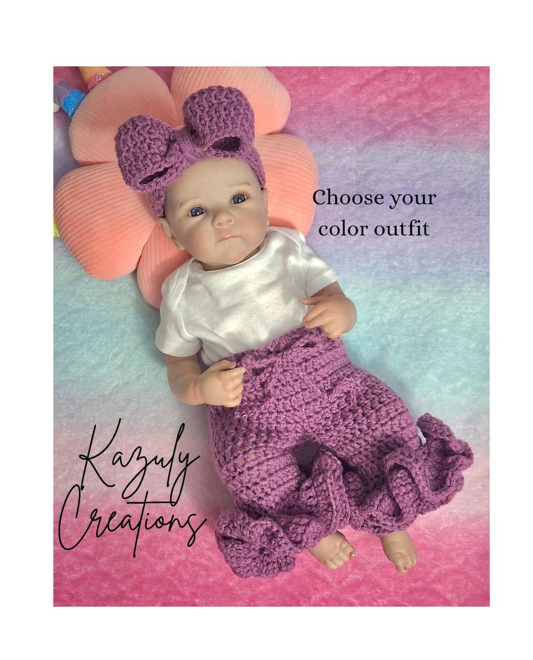 Crochet Baby Ruffle Pants and Bow Set: Custom Newborn Outfit - Etsy