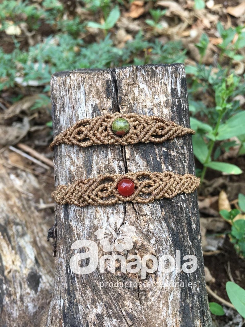 Beautiful Macrame Bracelet W/ Gemstone - Etsy