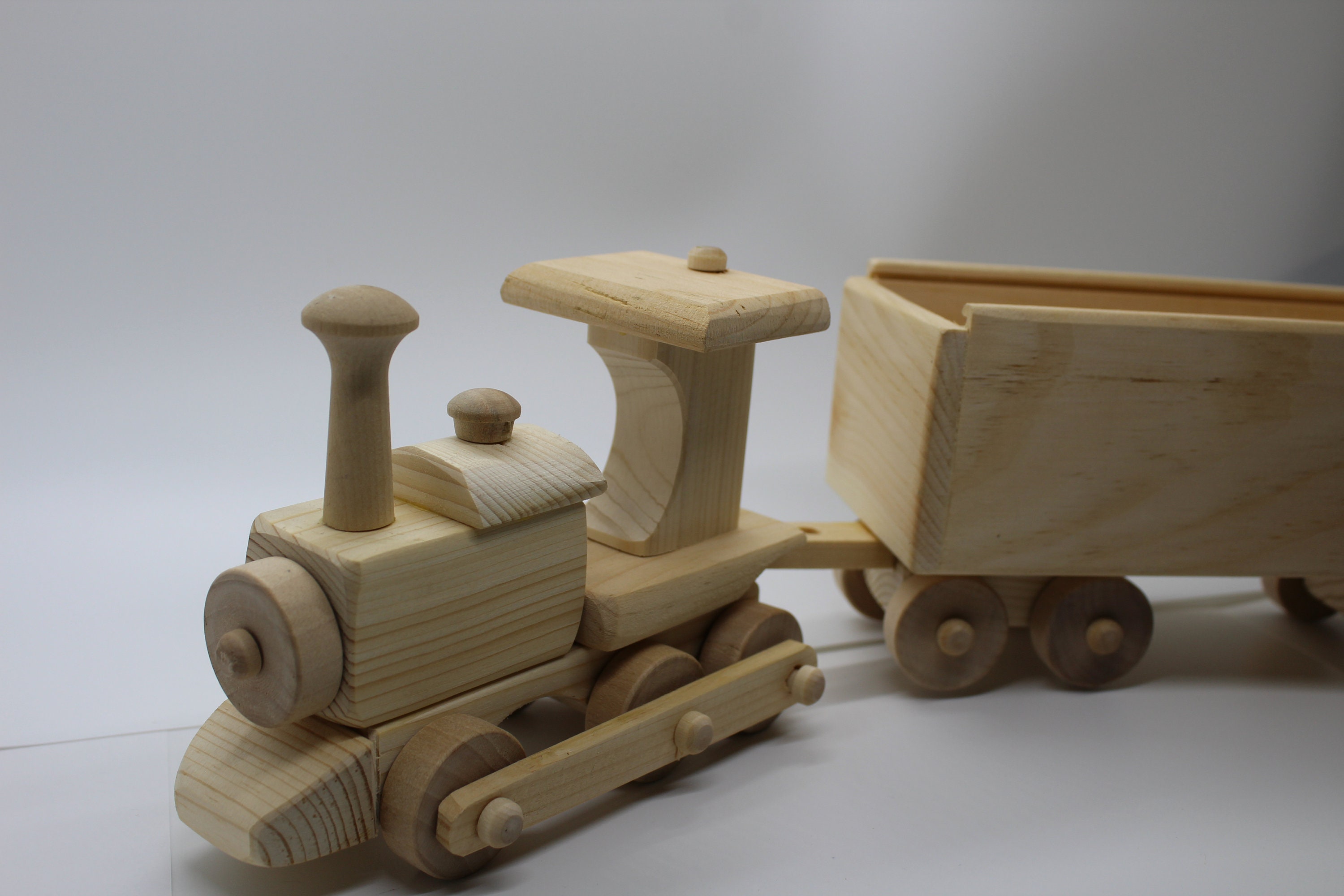 Wooden Train 2 Car Model Kit. DIY This is a 2 Box Set. the Train Uses ...