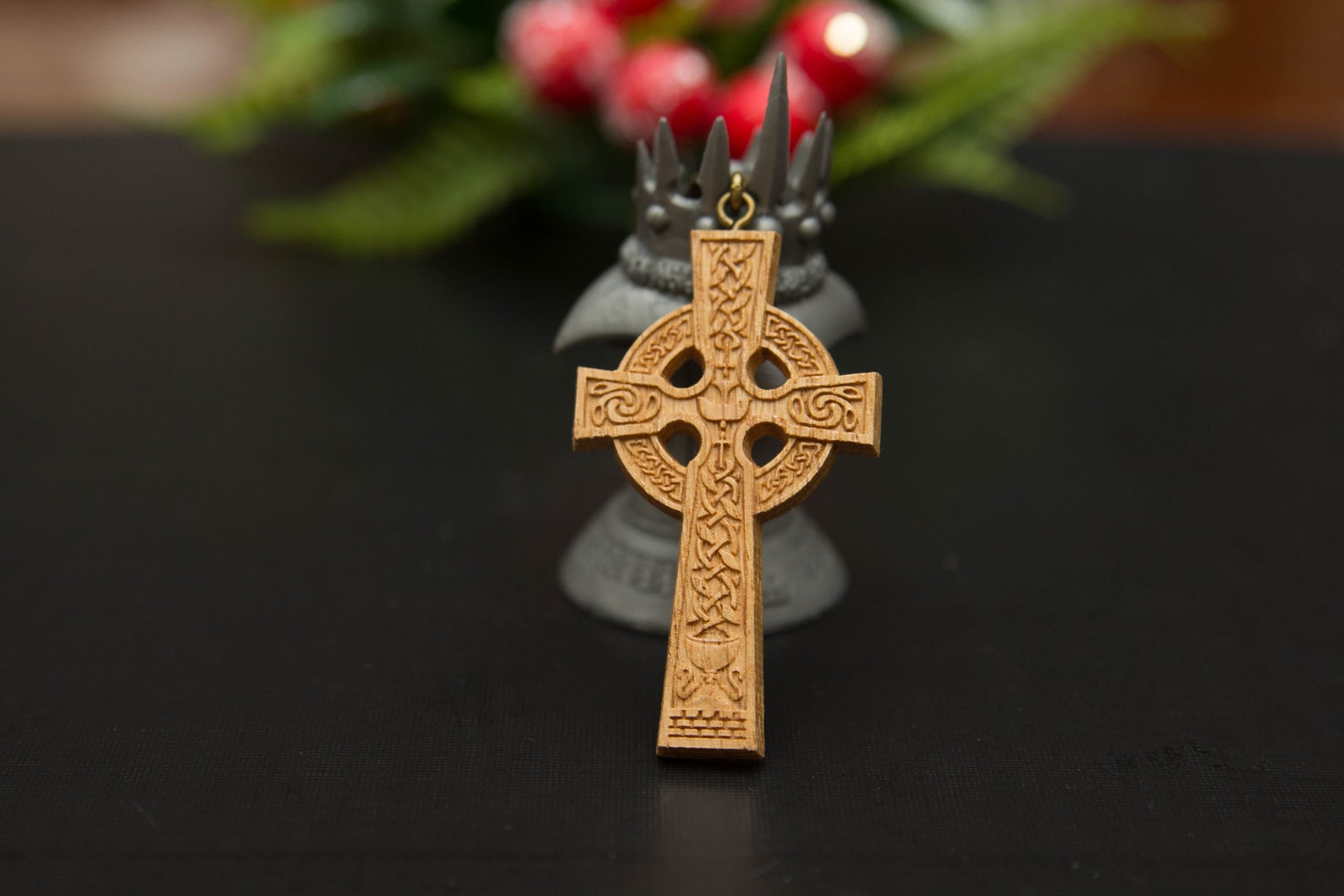 Celtic Cross in a Circle Wooden Celtic Cross Pendant Celtic | Etsy