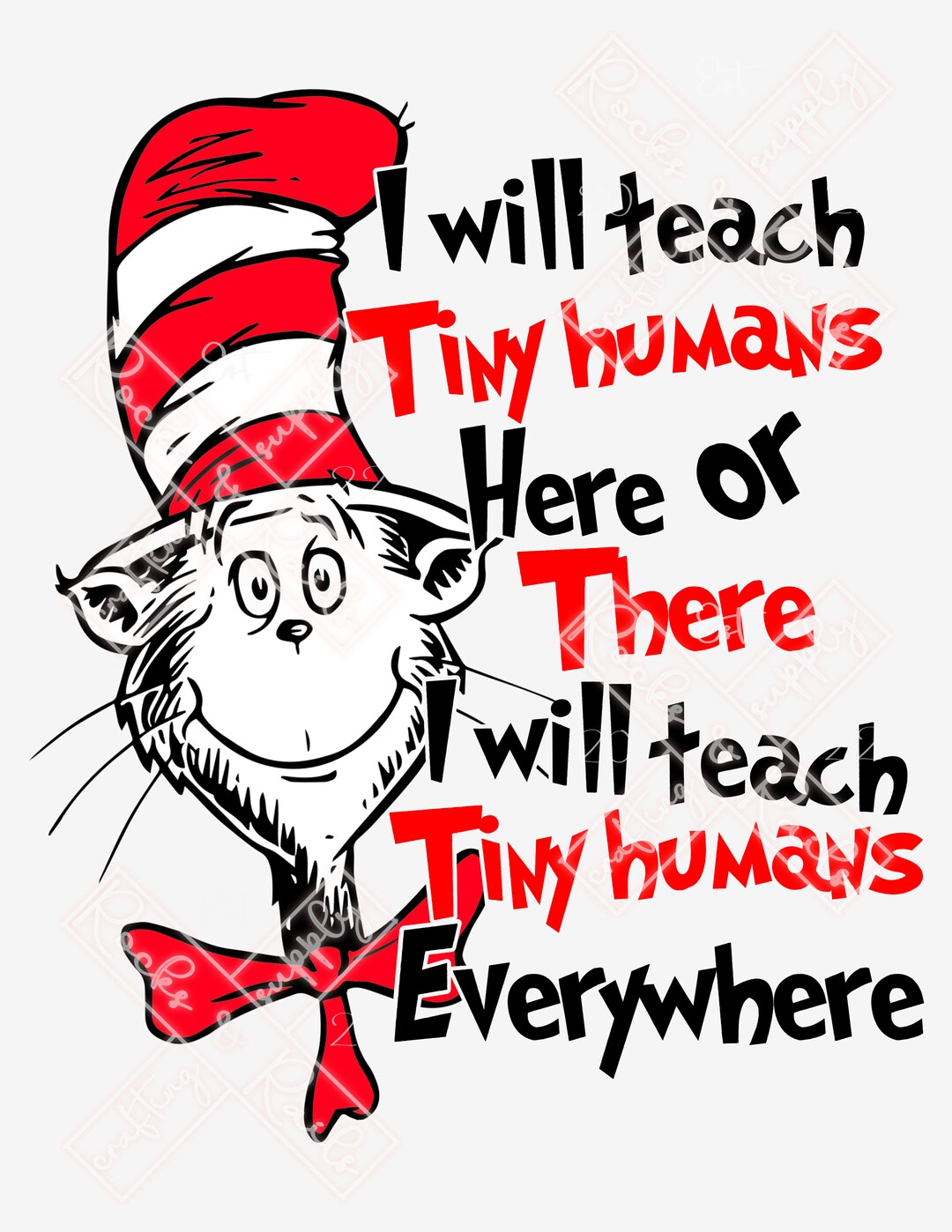 I Will Teach Tiny Humans Here or There Seuss Week PNG Digital File for ...