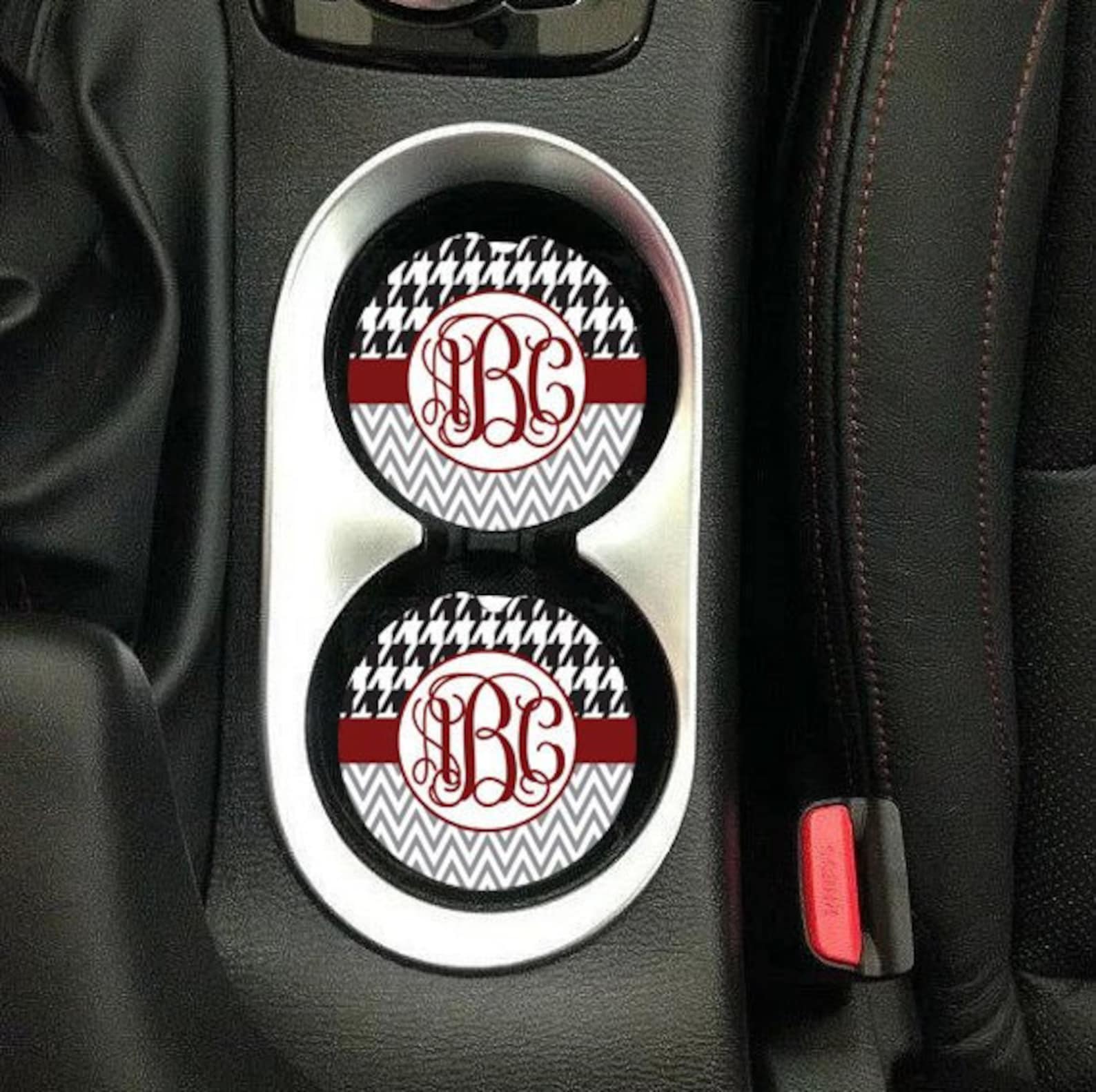 Car Coaster Set of 2,monogram Car Coaster,car Decor,monogram,cup Holder ...
