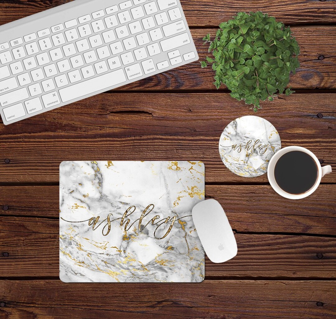 Mouse Pad and Coaster Set,personalized Desk Set,marble,desk Decor ...