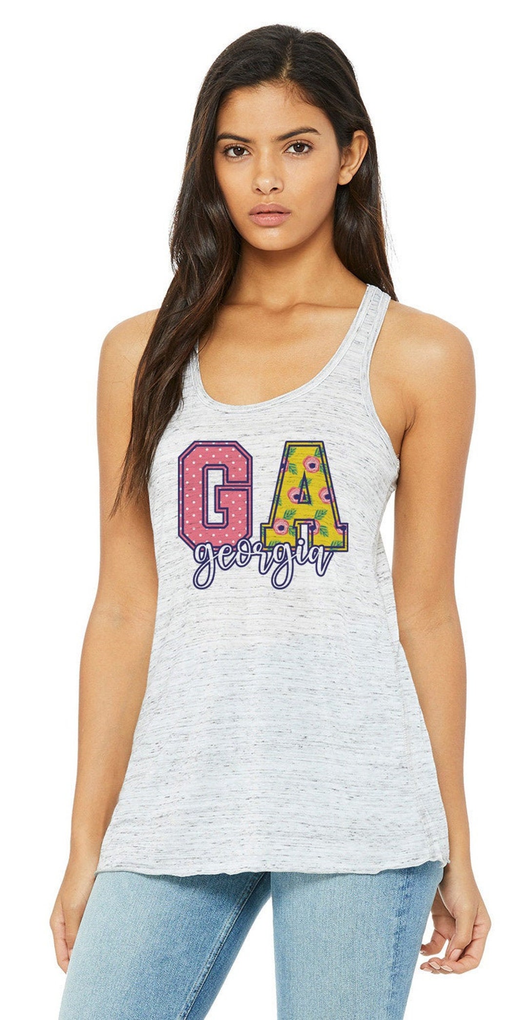 Georgia State Tank Top With Pink and Yellow Lettering - Etsy