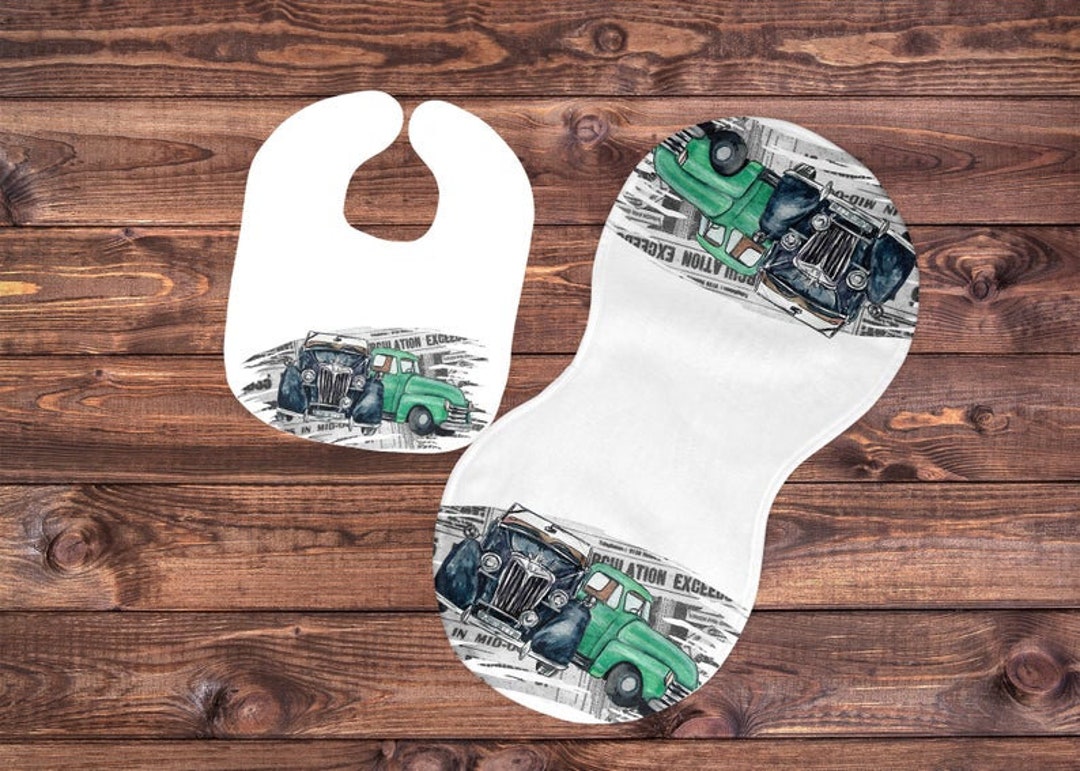 Classic Car Bib and Burp Cloth Set,car Baby Shower Gift,car Burp Cloth ...