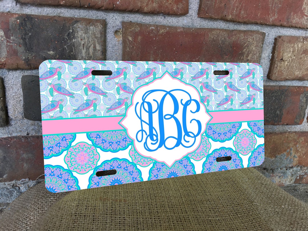 Custom License Plate, Baby Blue Sea Turtle Monogram - Etsy