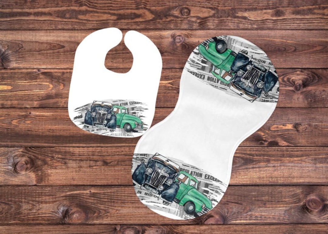 Car Bib and Burp Cloth Set,car Baby Shower Gift,racer Burp Cloth,baby ...