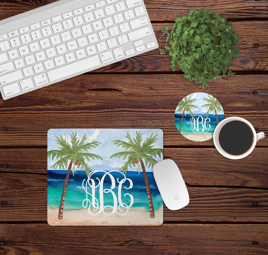 Mouse Pad and Coaster Set,monogram Desk Set,beach,sea,sand,desk Decor ...