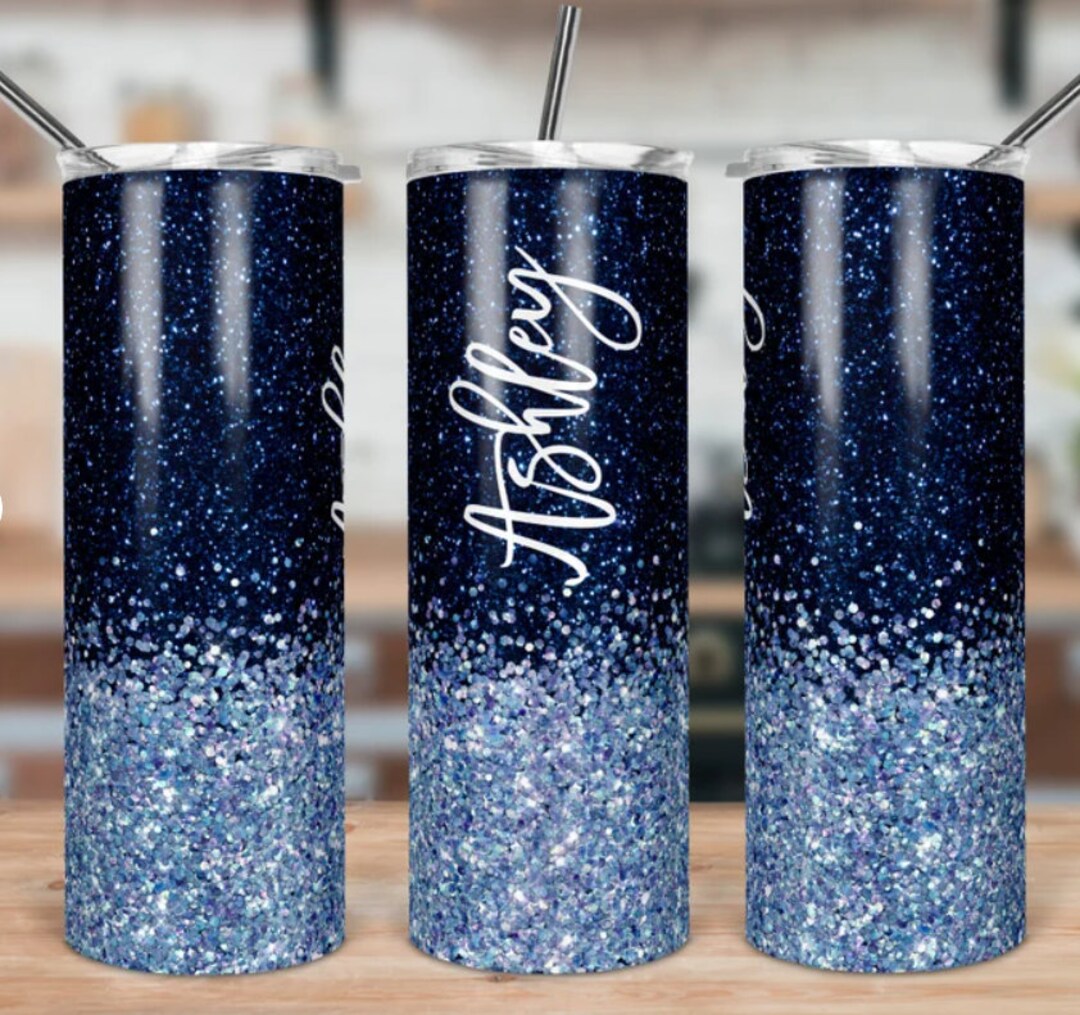 Light Blue Tumbler,dark Blue ,glitter Tumbler,sublimated Tumbler,skinny ...
