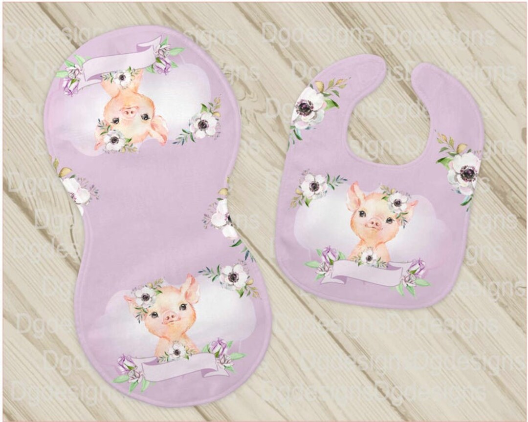 Pig Bib and Burp Cloth Set,pig Baby Shower Gift,girl Bib,girl Burp ...