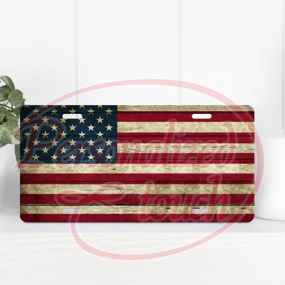 American Flag License Plate, Rustic USA Car Tag, Patriotic Decor - Etsy