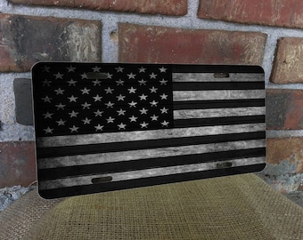 Gloss Black American Flag License Plate - Etsy