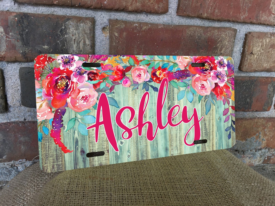 License Plate,floral License Plate,name License Plate,floral,colorful ...