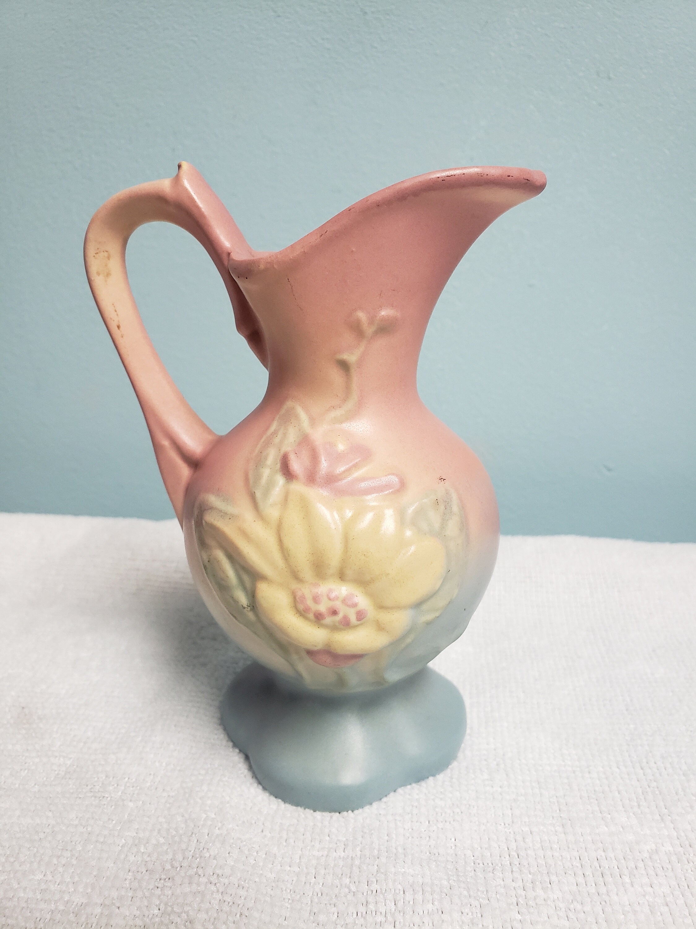 Vintage Hull Art Pottery Magnolia Matte Ewer Pitcher Pink USA #14 - 4 3 ...