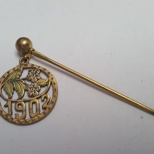 Antique 1902 Unmarked Gold Color Stick Pin Style Art Nouveau Jewelry ...