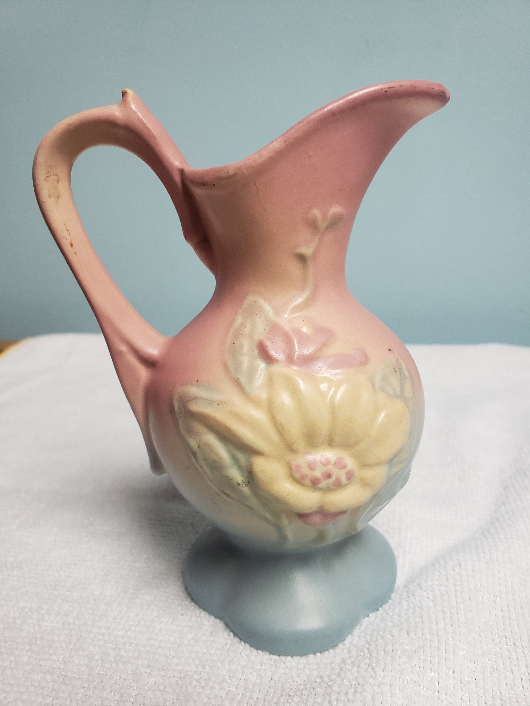 Vintage Hull Art Pottery Magnolia Matte Ewer Pitcher Pink USA #14 - 4 3 ...