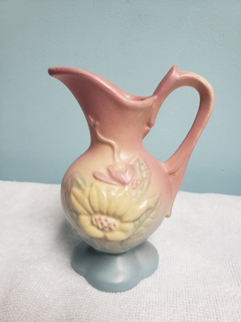 Vintage Hull Art Pottery Magnolia Matte Ewer Pitcher Pink USA 14 4 3/4 ...
