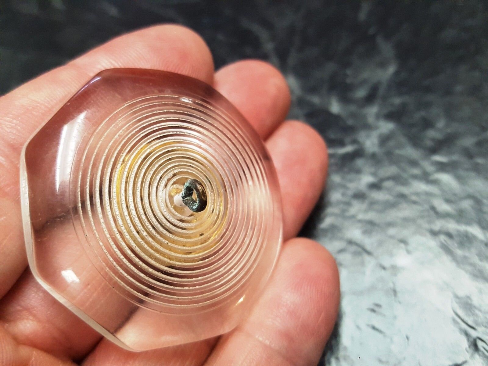 1 5/8" Large Clear Plastic Button With Brass Center Craft or Sewing ...