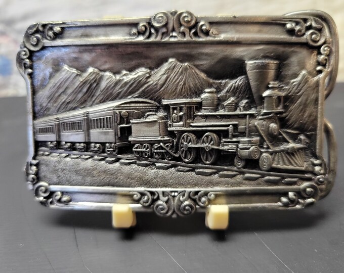 History of the Railroad Silver Belt Buckle, Old Steam Engine Passing ...