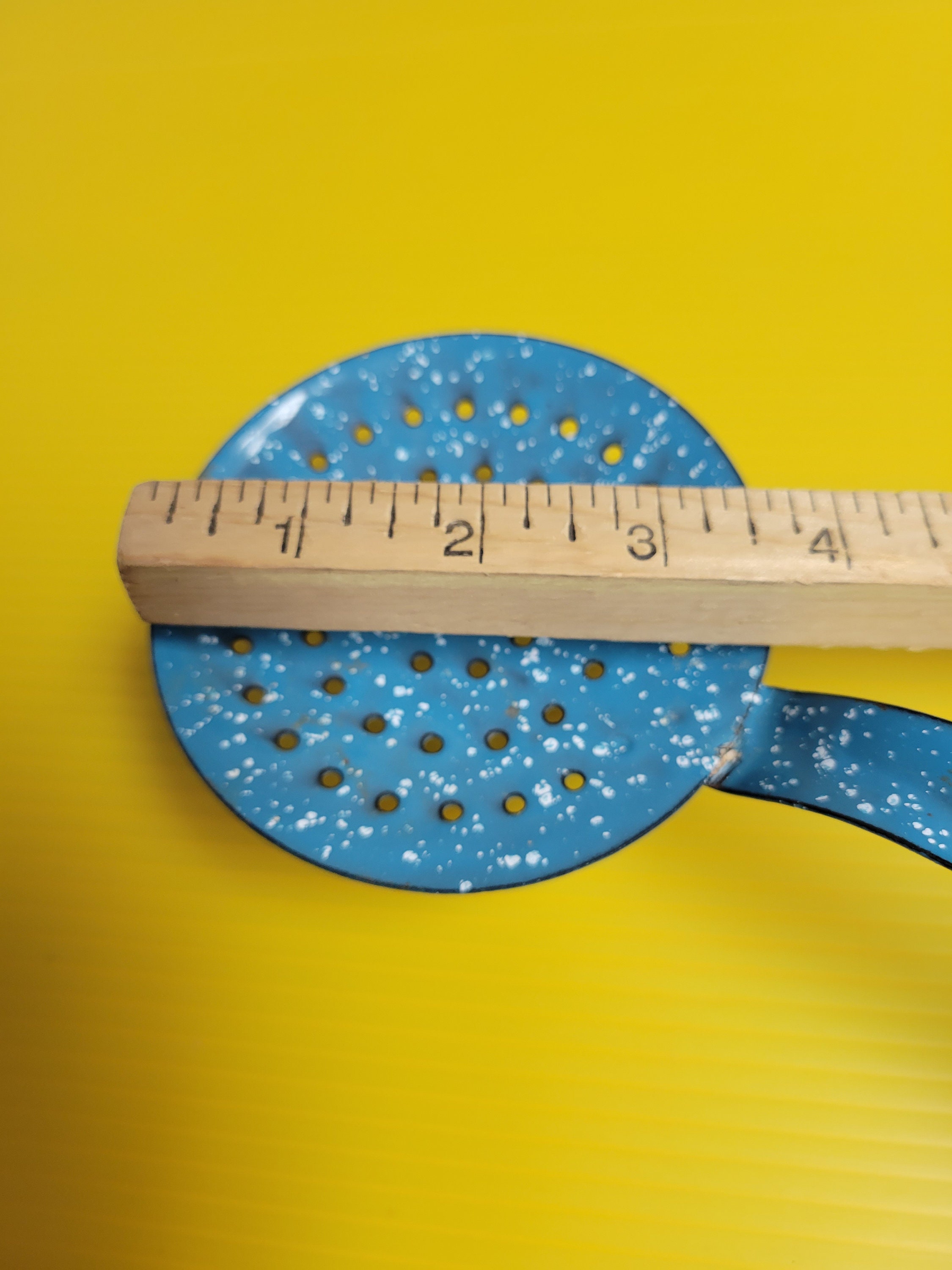 Ant. Blue Speckled Enamel Skimmer Strainer Primitive - Etsy