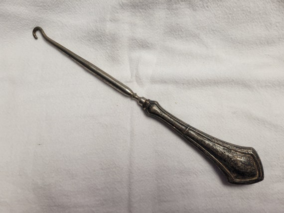 Antique Sterling Silver Handle Boot Button Hook Tool,… - Gem