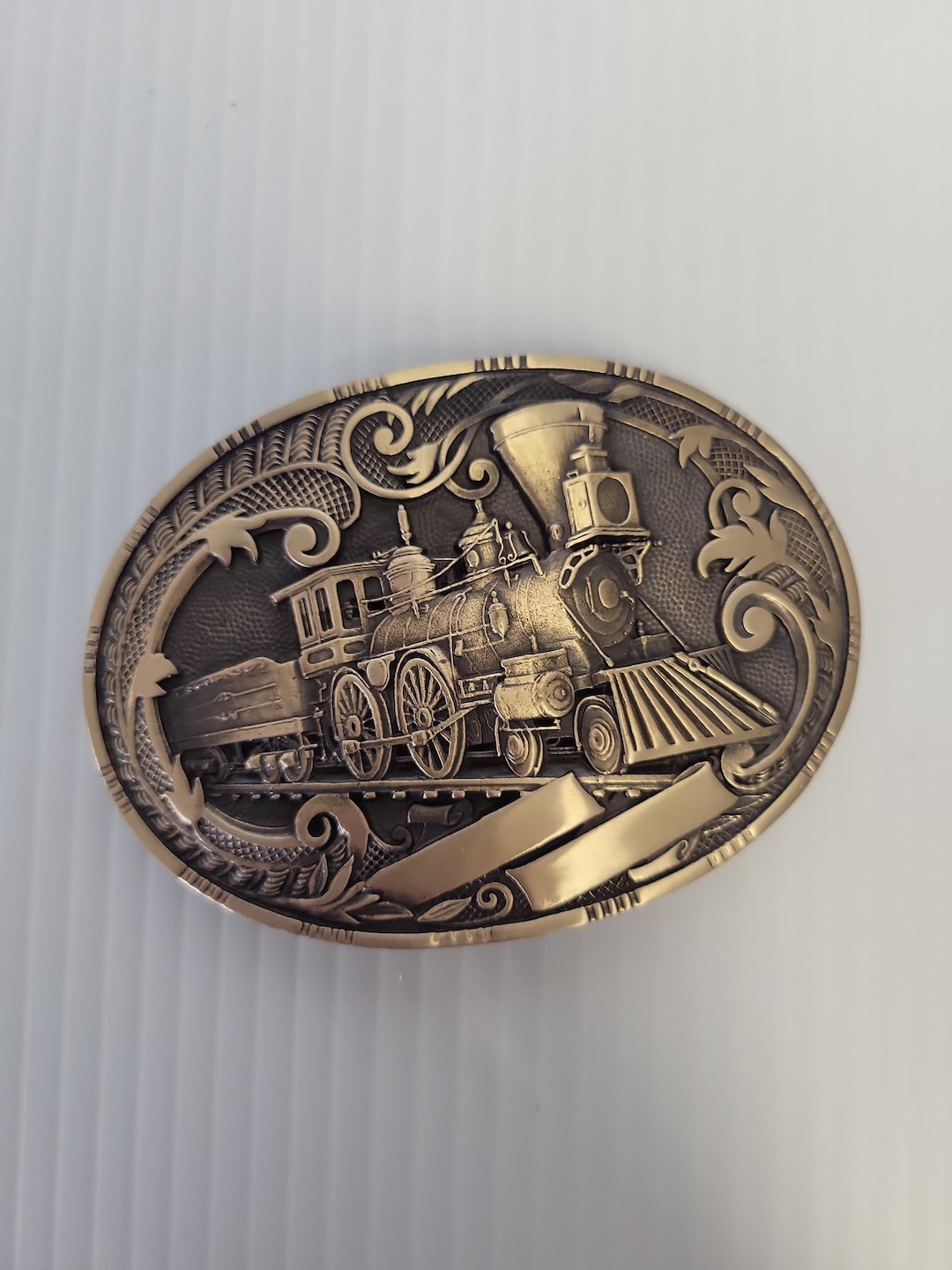 A Vintage Solid Brass Railroad Engravable Belt Buckle With a Train ...