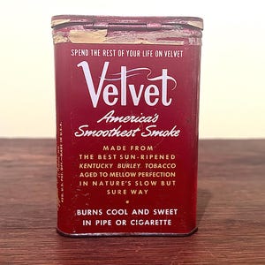 Vintage Velvet Pipe and Cigarette Tobacco Advertising Tin Collectible ...
