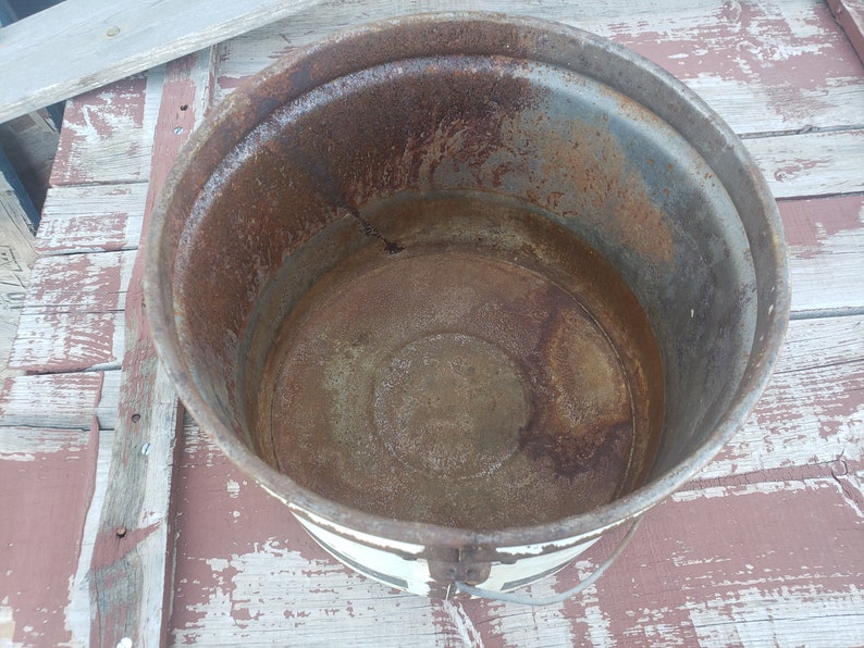 Vintage Tin CO-OP Grease Bucket ~ COOP Grease Metal Pail Bucket Wooden ...