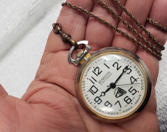 Remington Quartzarama Railroad Train Pocket Watch,working Windup Stem ...