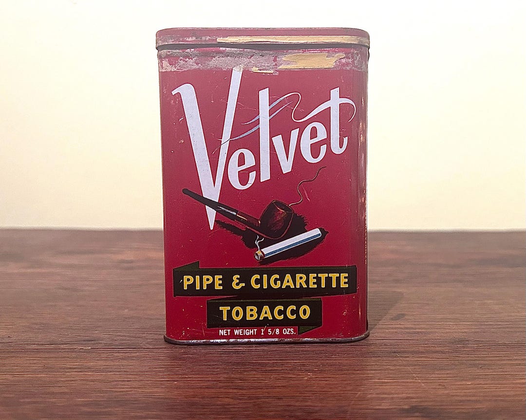 Vintage Velvet Pipe and Cigarette Tobacco Advertising Tin Collectible ...