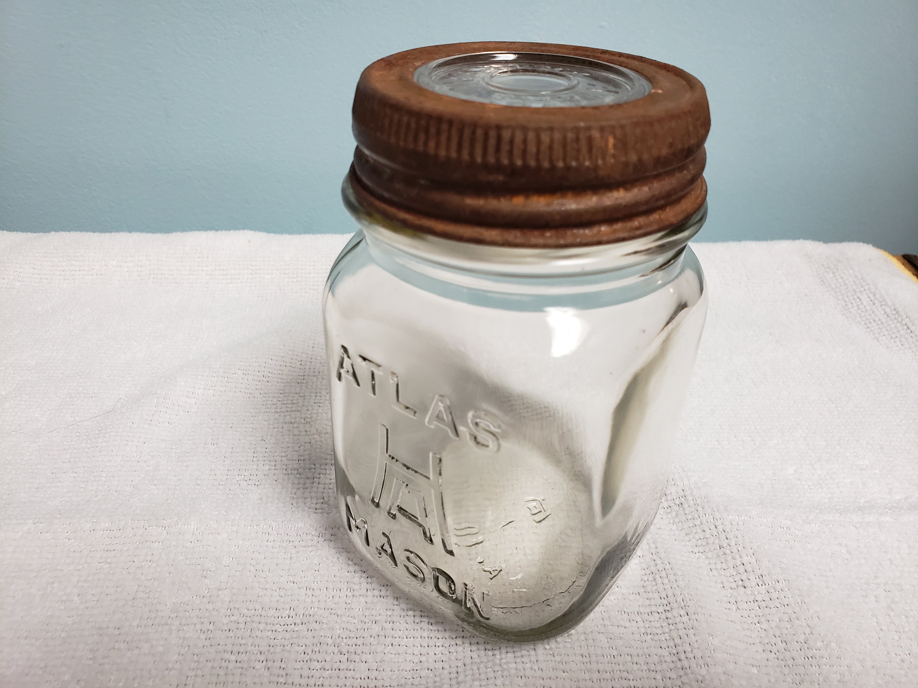 Vintage Hazel Atlas Clear 1-pint Square Atlas Mason H Over A Logo ...