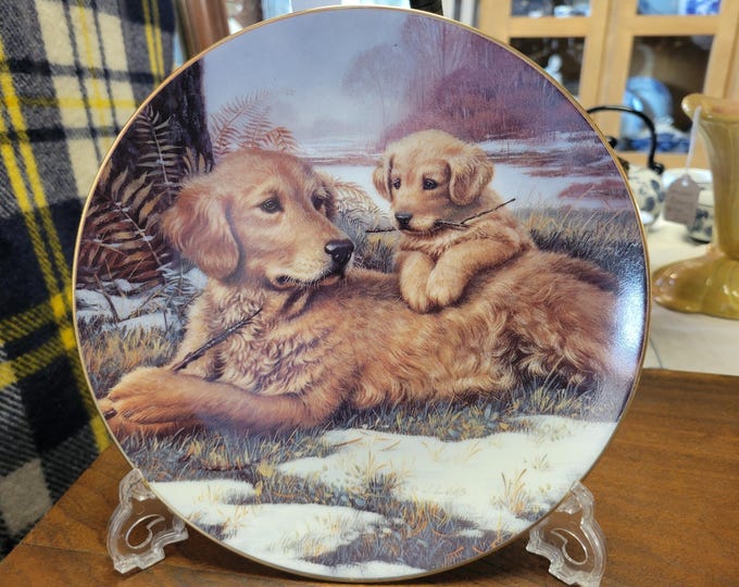 Golden Retriever Dogs Mother and Pup 1990 Plate Golden Moments From A ...