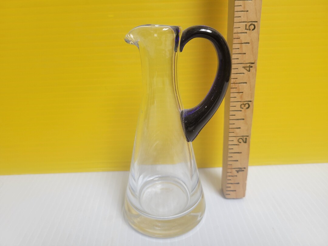 Beautiful Small Blown Glass Art Glass Cobalt Blue Handle Clear Glass ...