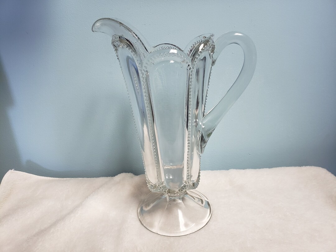 Rare Beautiful, Elegant Early American Footed Glass Water Pitcher ...