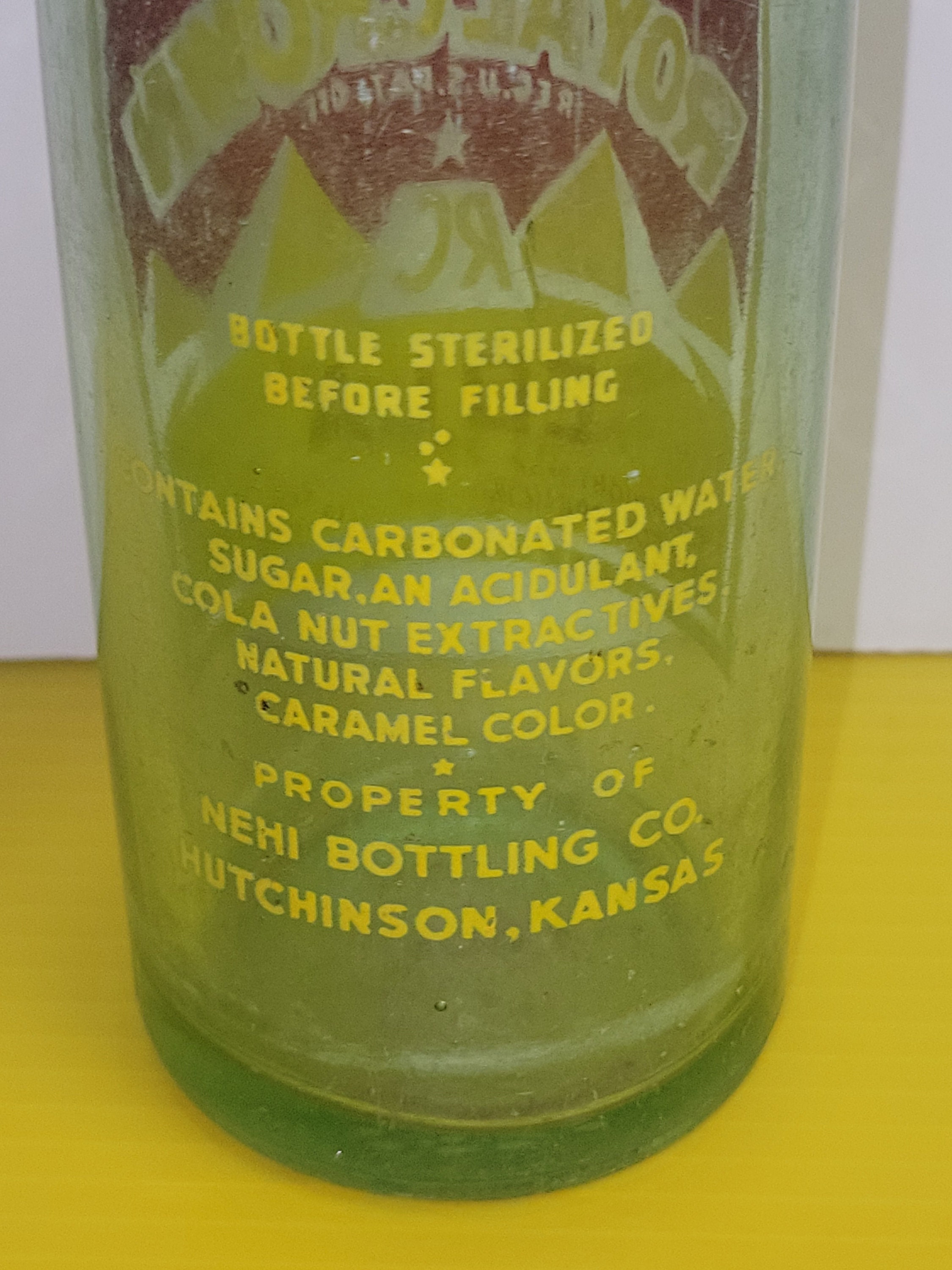 RC COLA Royal Crown Cola Green Duraglas Pop Bottles Copyright 1936 NEHI ...