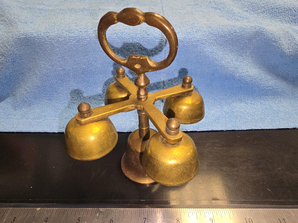 5 Ringer Brass Bells on Tower-beautiful Sound-ring in Holidays-part of ...
