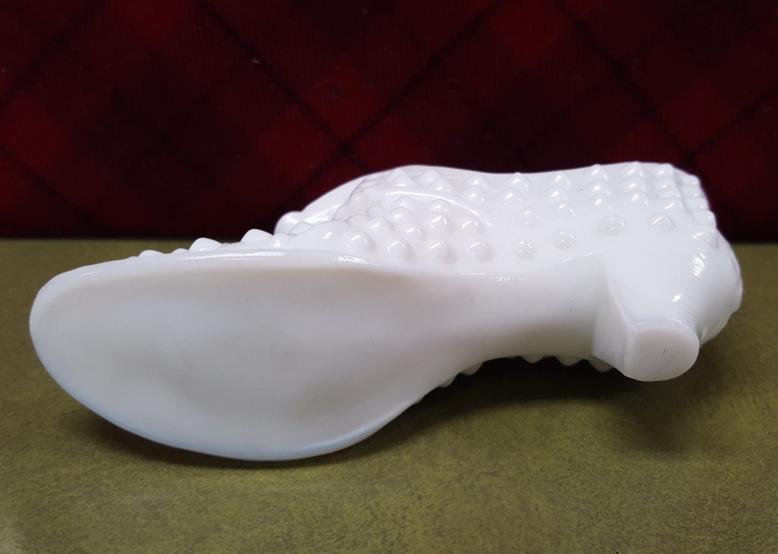 Fenton ~ Glass Cat Kitten Shoe Slipper ~ White Milk Glass Hobnail ...