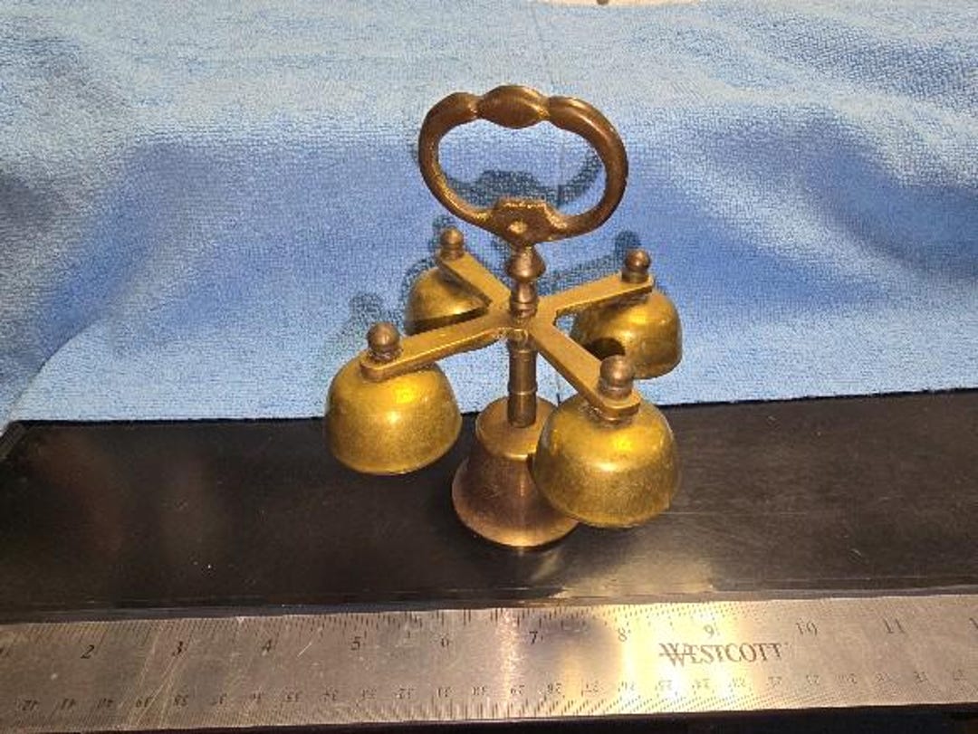 5 Ringer Brass Bells on Tower-beautiful Sound-ring in Holidays-part of ...