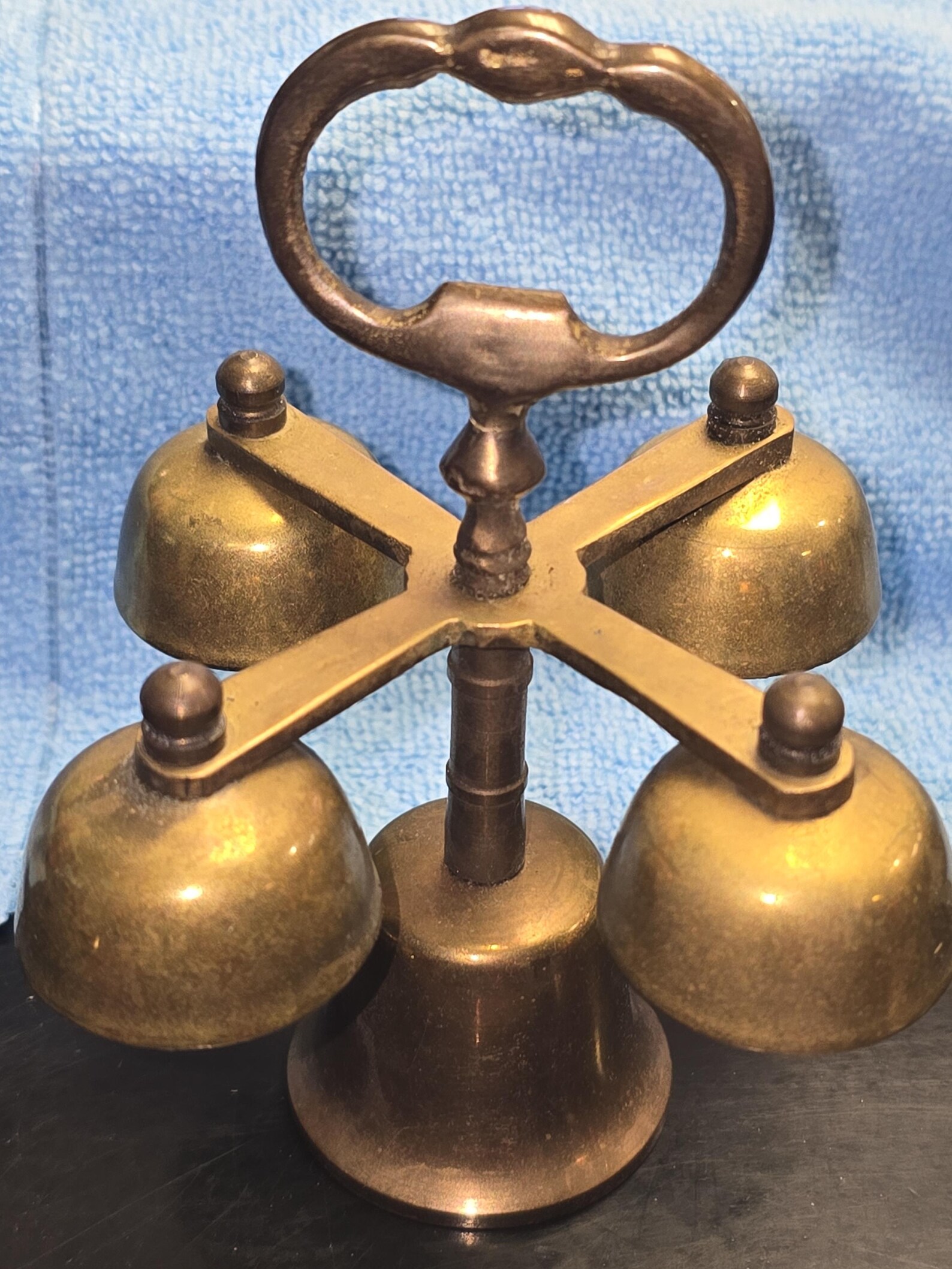 5 Ringer Brass Bells on Tower-beautiful Sound-ring in Holidays-part of ...