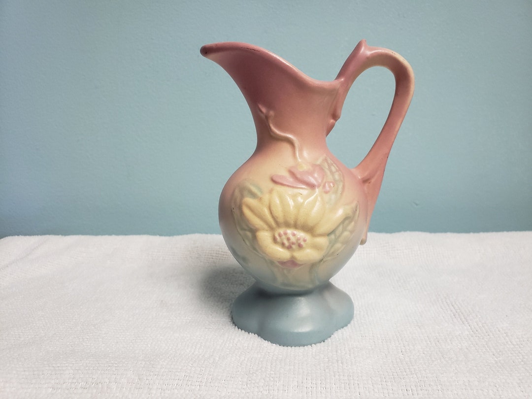 Vintage Hull Art Pottery Magnolia Matte Ewer Pitcher Pink USA #14 - 4 3 ...