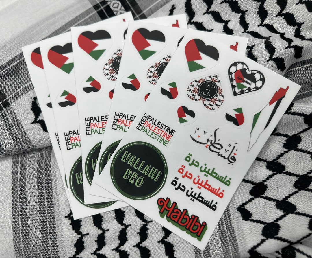 Arabic Stickers Free Palestine Habibi Keffiyeh Print Custom Stickers - Etsy