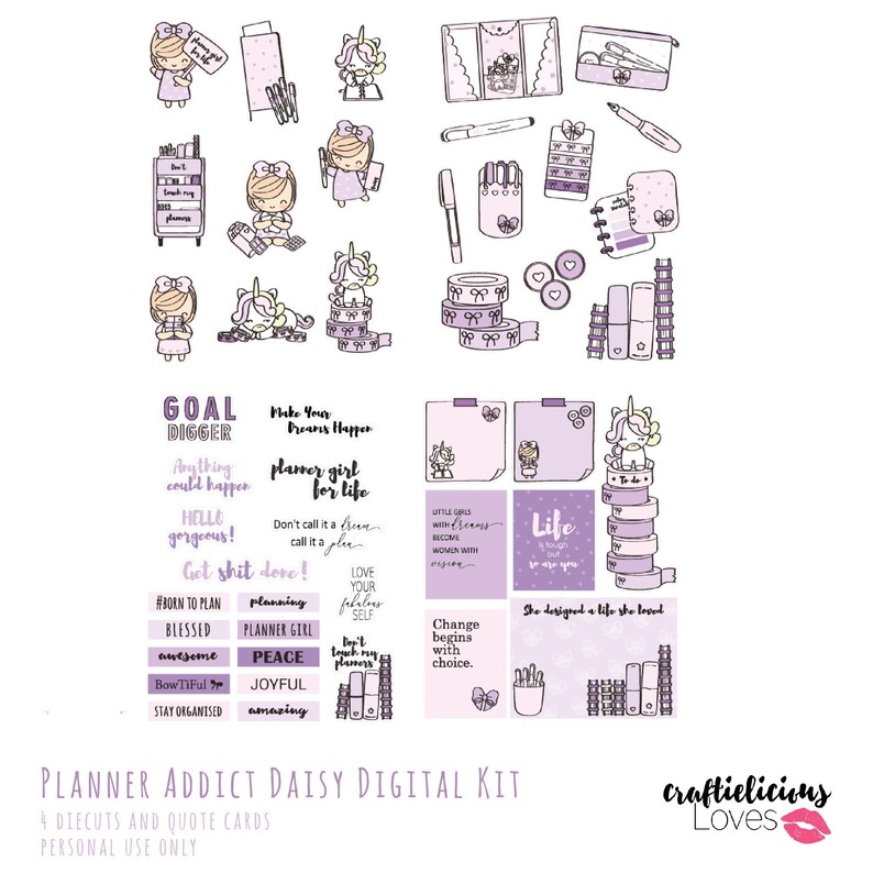Planner Addict Daisy Digital / Printable Set - Etsy