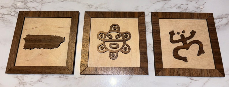 Puerto Rico Boricua Taino Wall Decor Set of 3 Sol Coqui Island - Etsy
