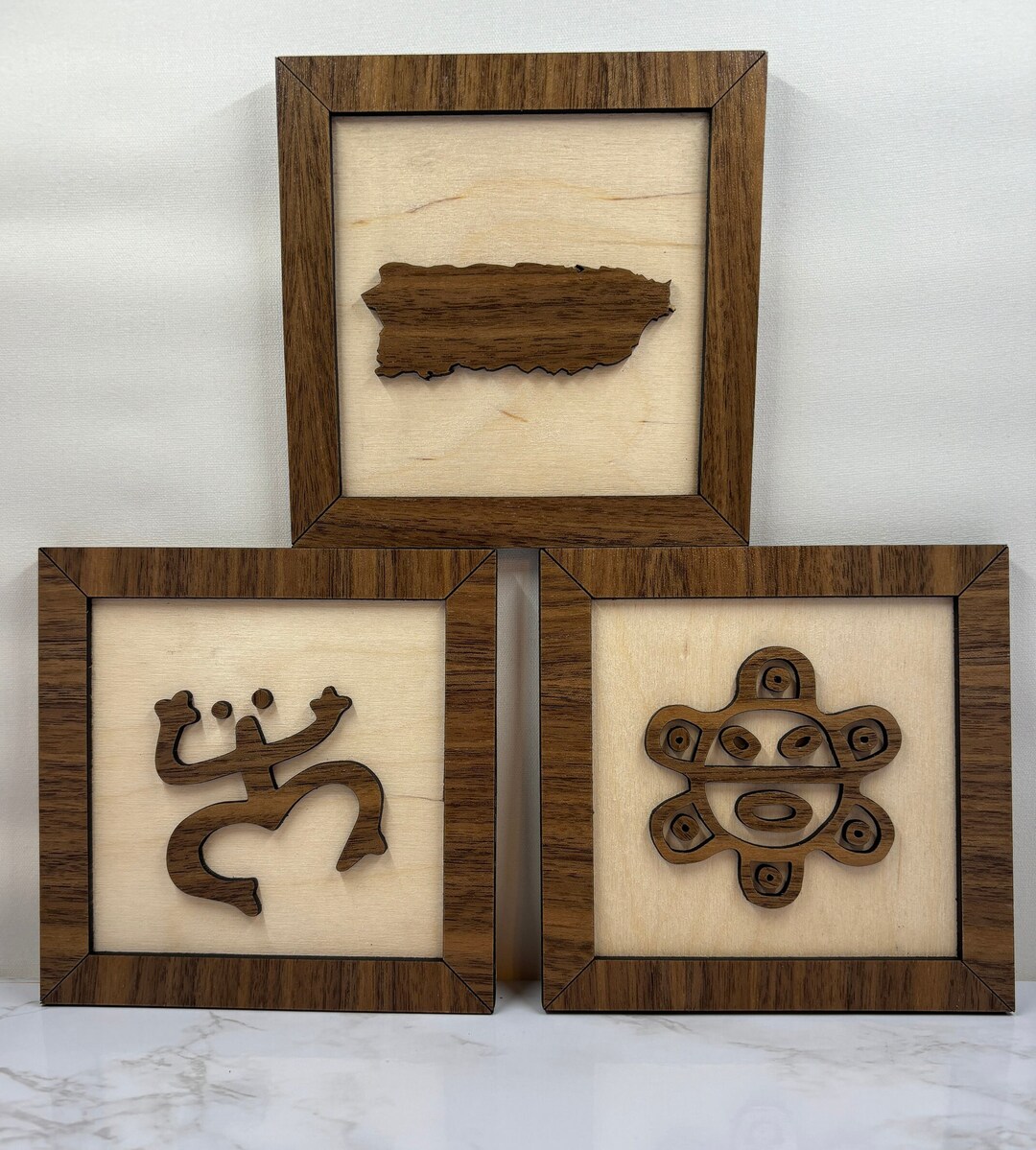 Puerto Rico Boricua Taino Wall Decor Set of 3 Sol Coqui Island - Etsy