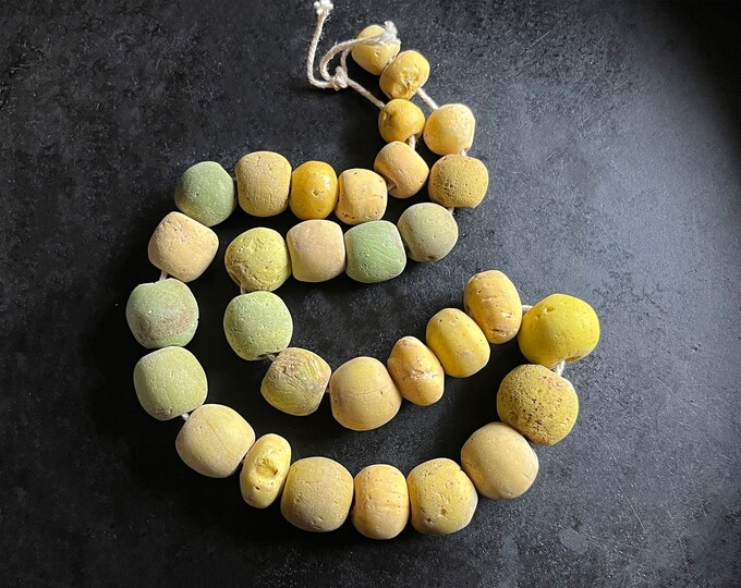 Ancient Indo-pacific Jatim Beads. Graduated Strand in Yellows and ...
