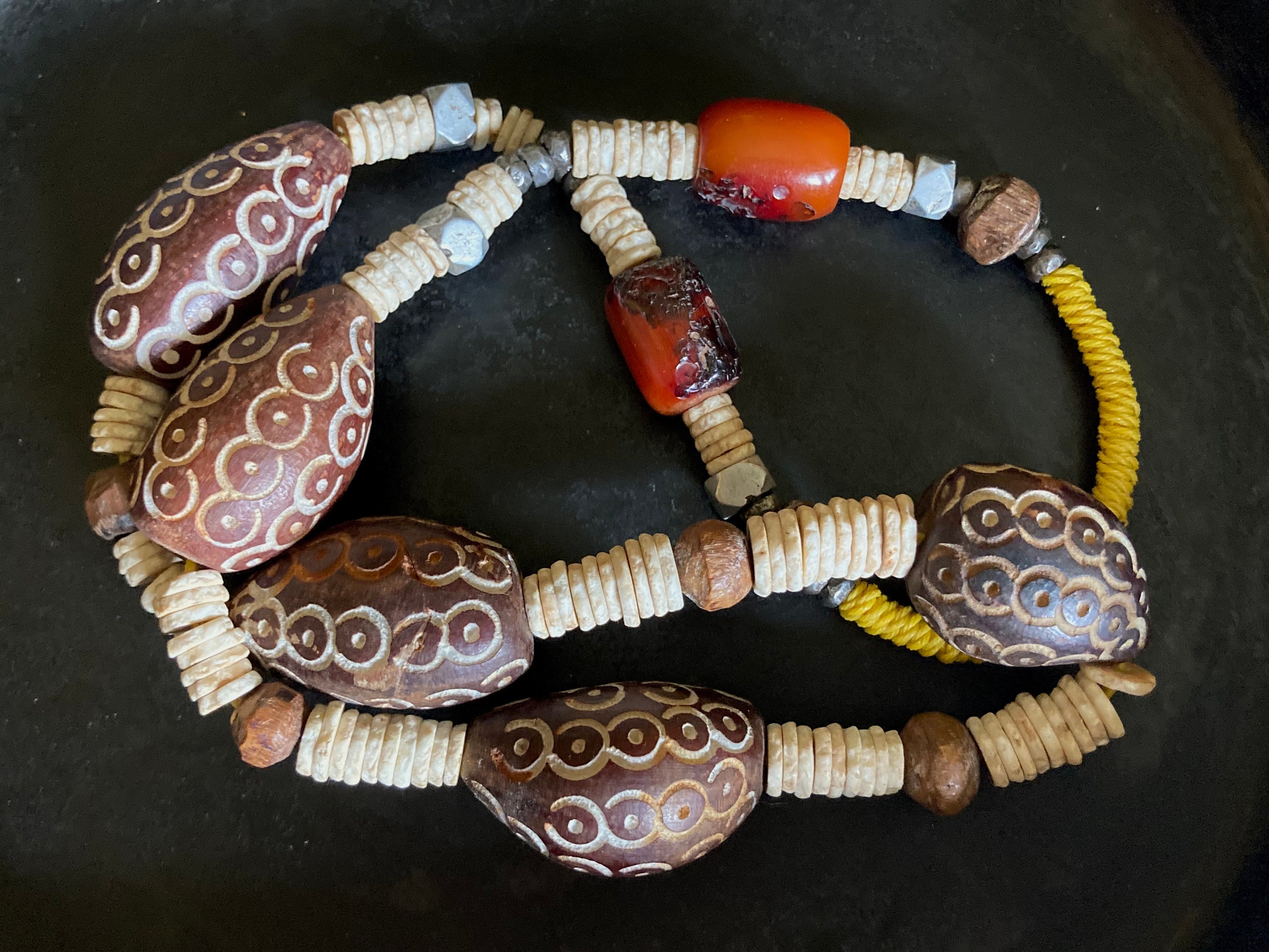 Necklace of African Beads Ostrich Egg Shell African Amber | Etsy