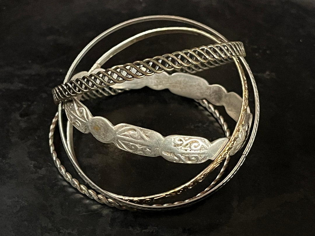 Small Stack of Silver Plate Bangle Bracelets From Various Sources - Etsy
